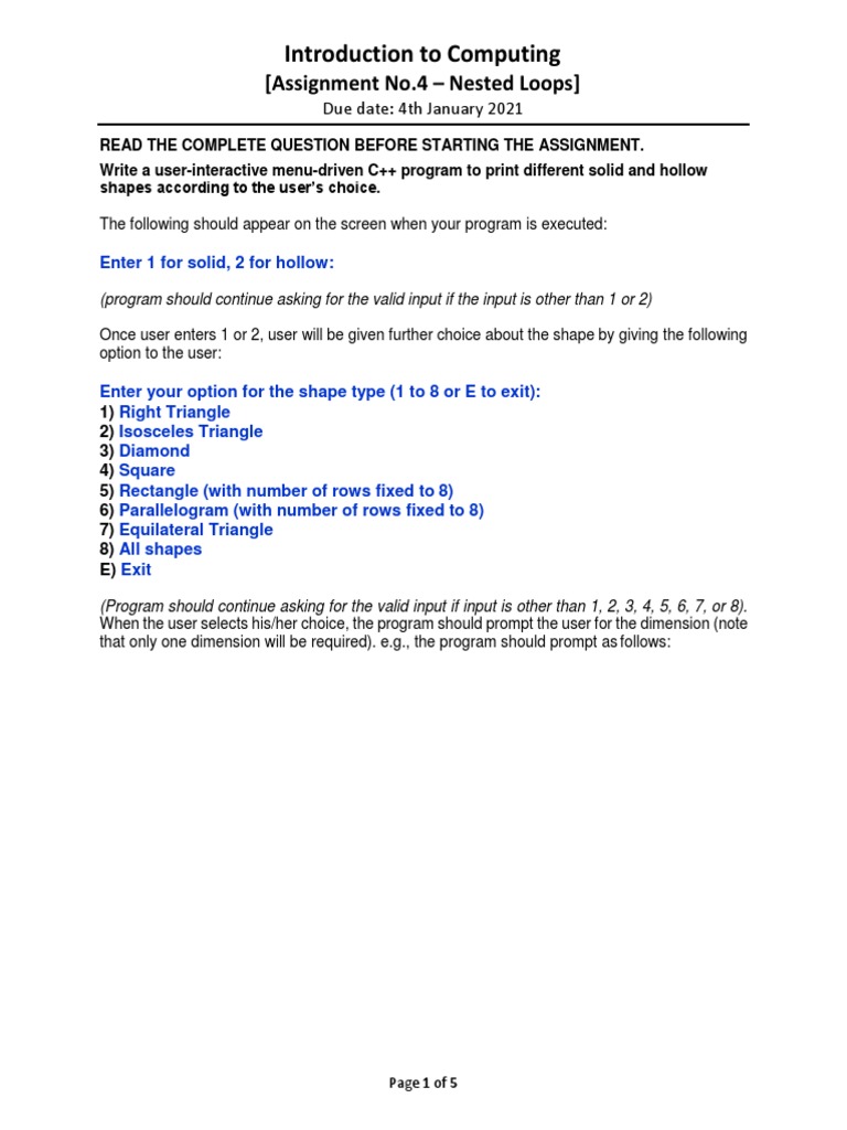 Assignment No.4 - Nestedloops | PDF | Shape | Rectangle