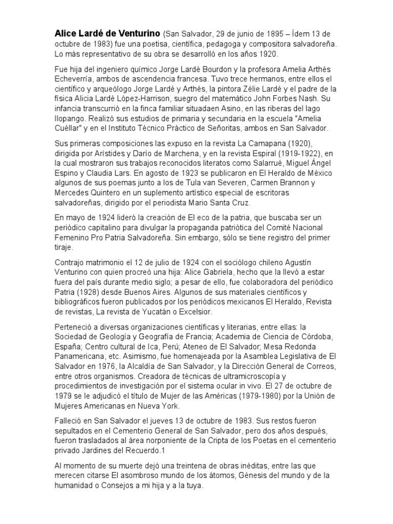Vida y legado de Alicia Lardé | PDF