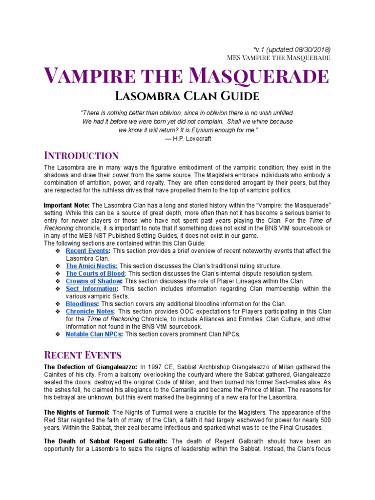 Lasombra Clan Guide MES VTM | PDF | Religion And Belief