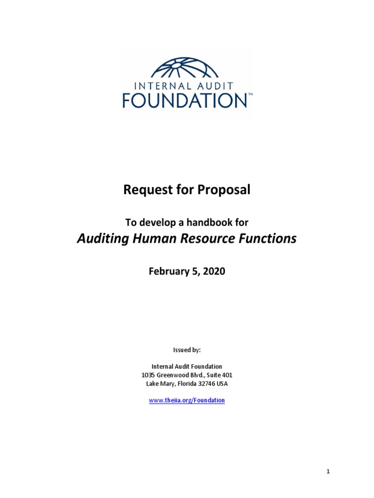 Request For Proposal: Auditing Human Resource Functions | PDF | Human ...
