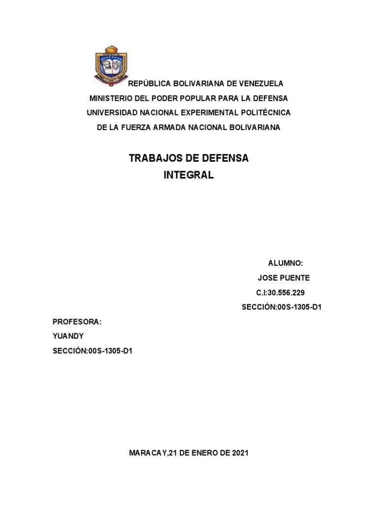 Concepto de Defensa Integral en Venezuela | PDF | Venezuela | Estado ...