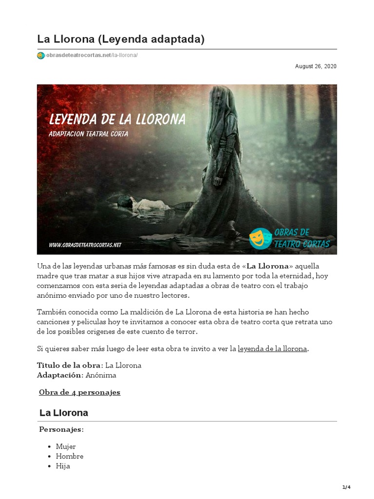 La Llorona Leyenda Adaptada | PDF | Arte