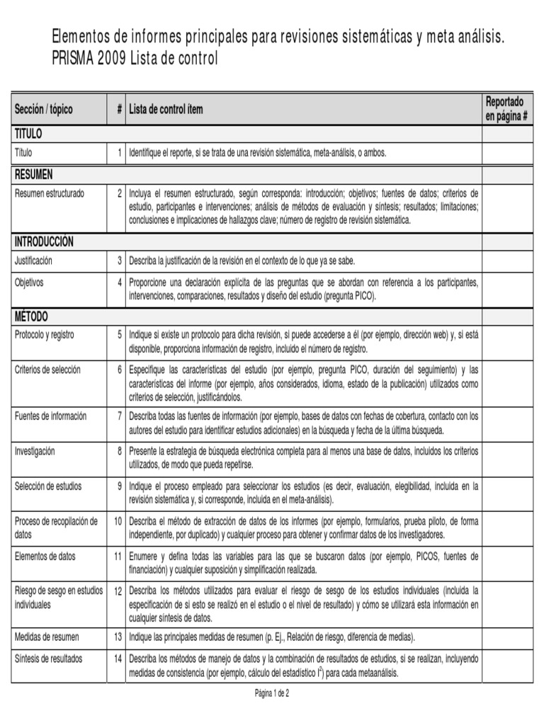 PRISMA Check List | Download Free PDF | Metaanálisis | Parcialidad