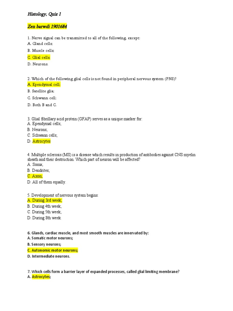 All Histology Semester 2 Quizzes | PDF | Neuron | Meiosis