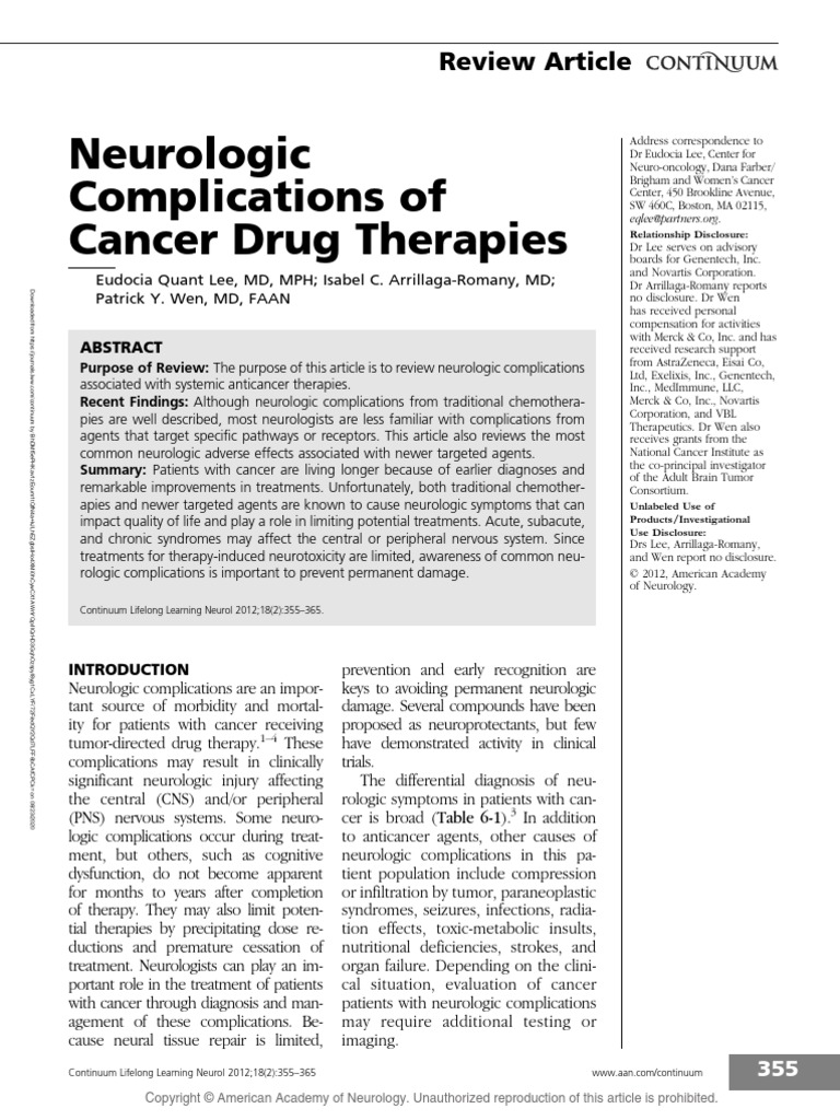 Neurologic Complications of Cancer Drug Therapies.11 | PDF | Thrombosis ...