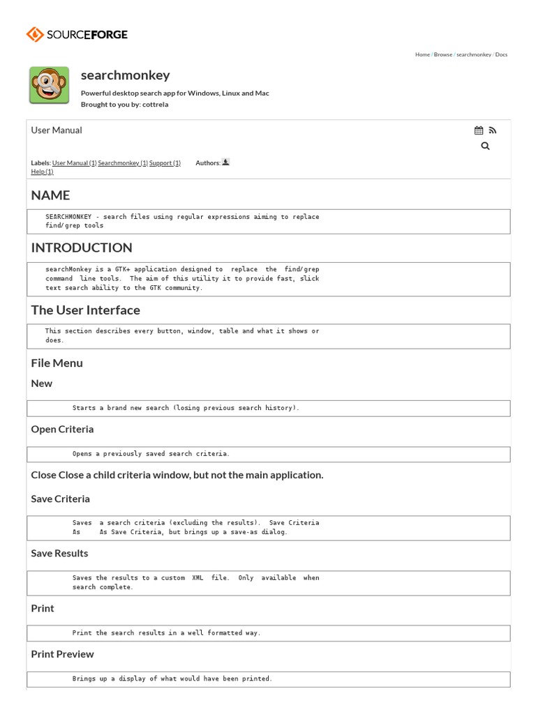 Searchmonkey - Docs - User Manual | PDF | Computer File | Window (Computing)