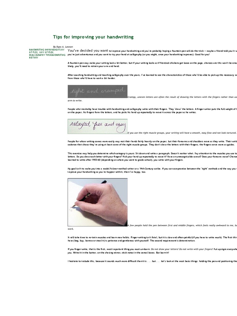 Tips For Improving Your Handwriting: You've Decided You Want | PDF ...