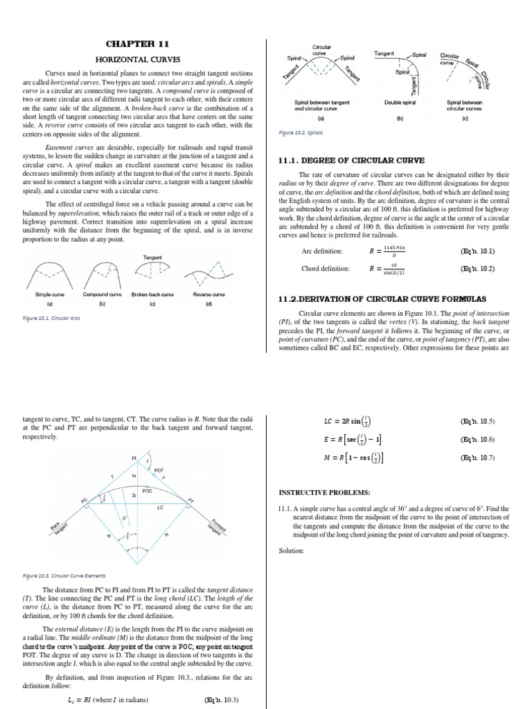 Horizontal Curve Surveying Techniques | PDF | Angle | Tangent