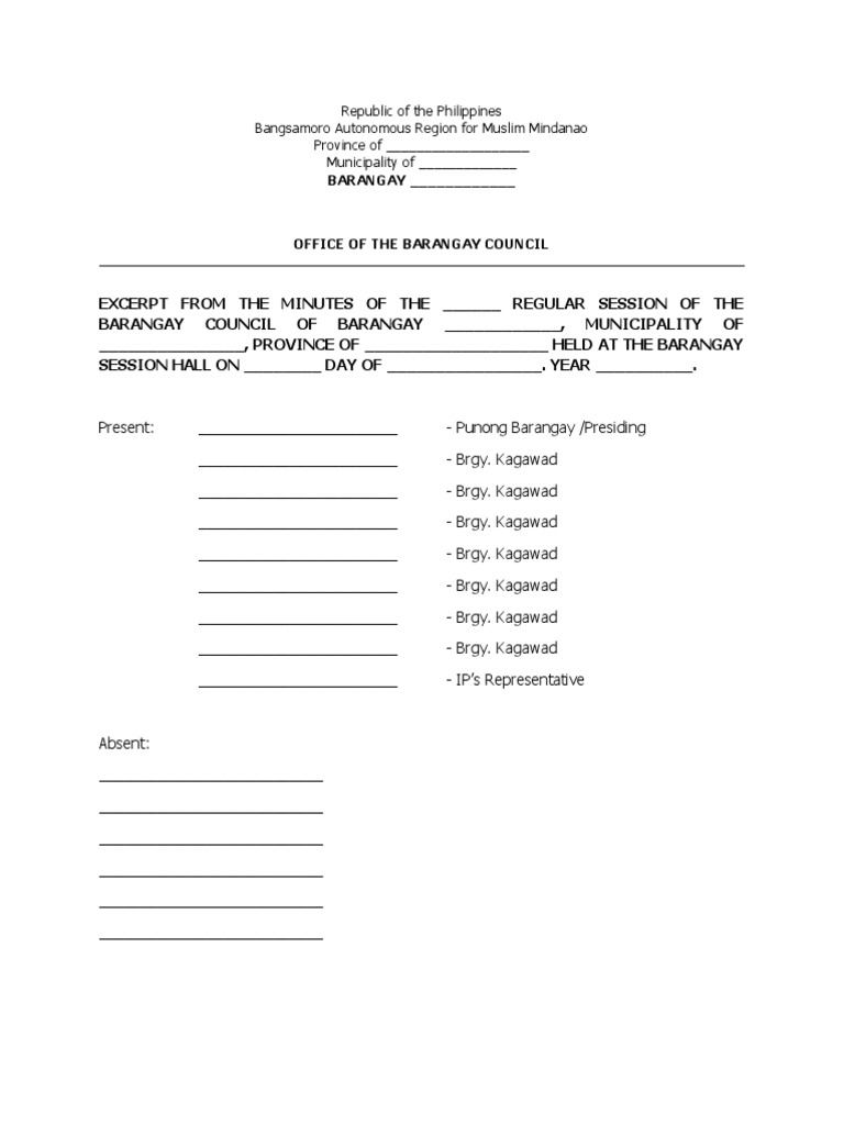 Sample Ordinance Approving The BDRRM Plan by The Barangay Council | PDF ...