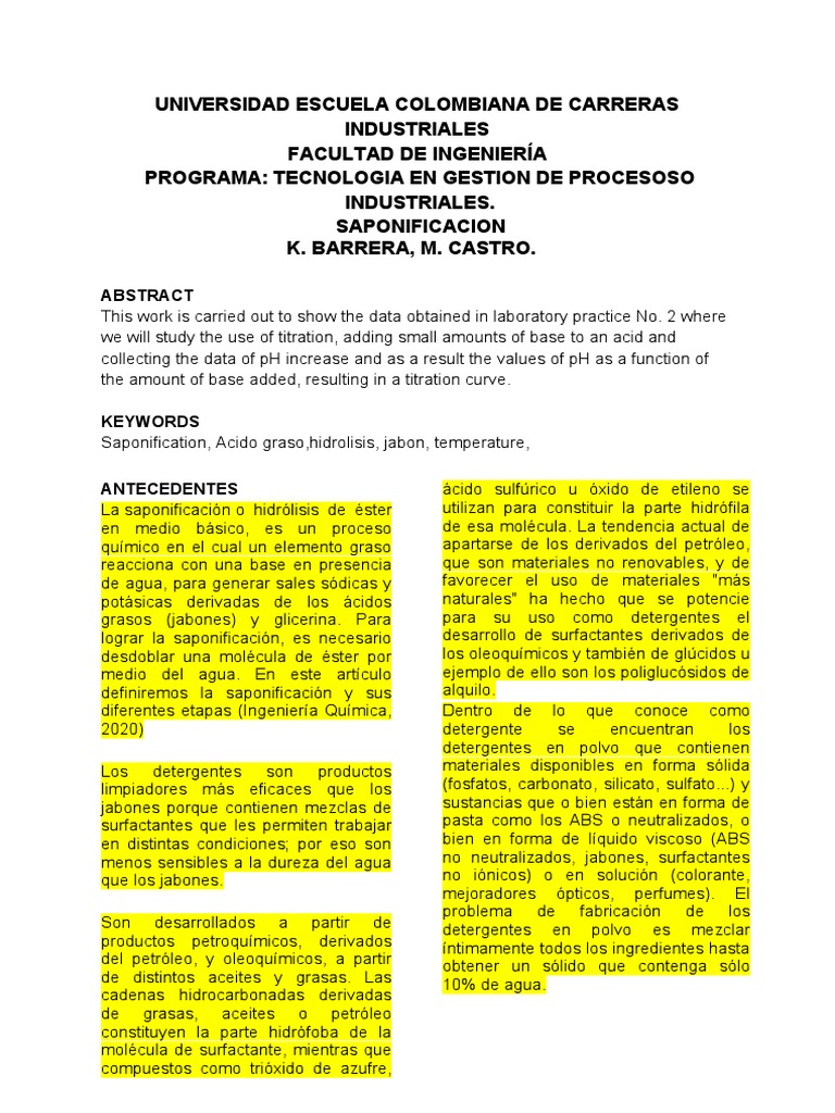 Practica Dos | PDF | Tensioactivo | Jabón