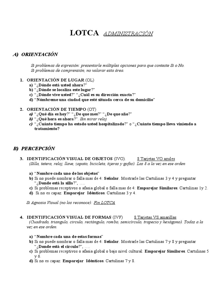 LOTCA. Instrucciones | PDF | Naturaleza