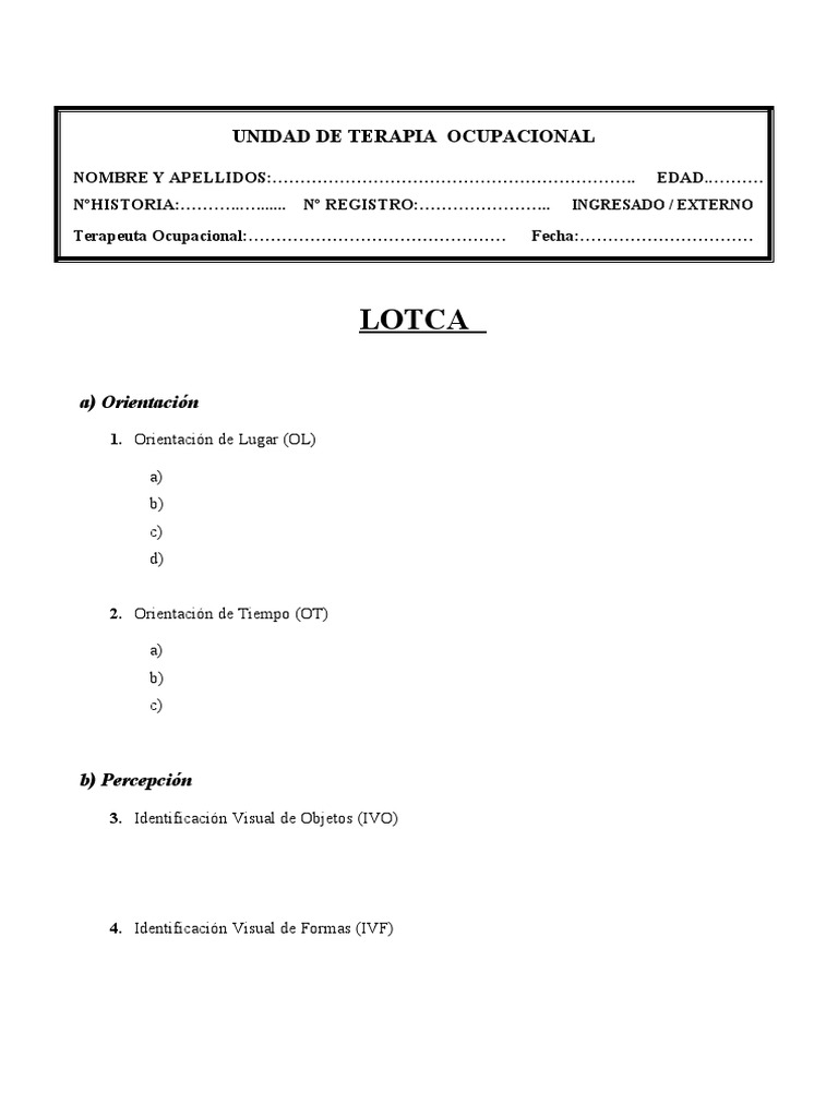 LOTCA. Registro | PDF