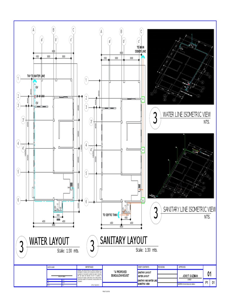 Water Layout Sanitary Layout: Water Line Isometric View | PDF | Business