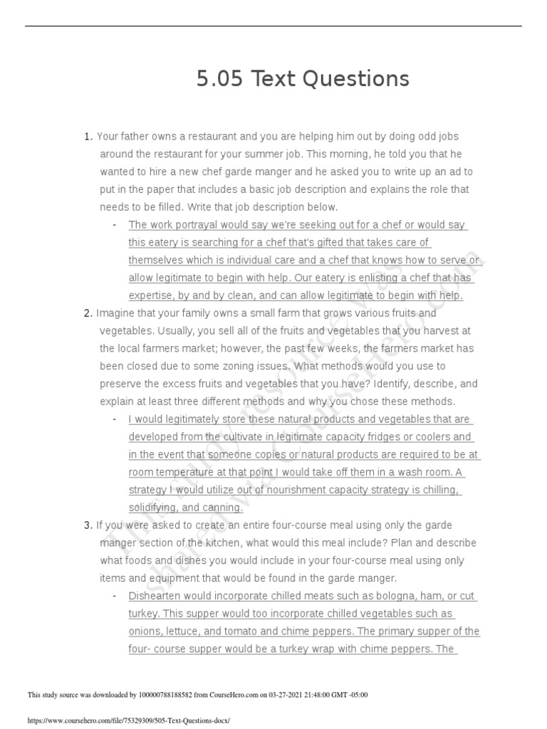 Garde Manger Job and Meal Planning Guide | PDF | Meal | Vegetables