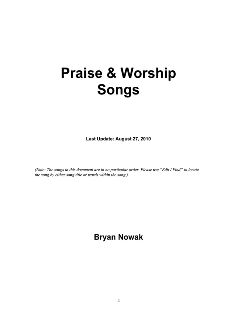 Praise Songs | PDF | Glory (Religion) | Jesus