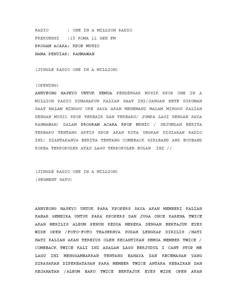 Naskah Siaran Radio Rahmawan | PDF