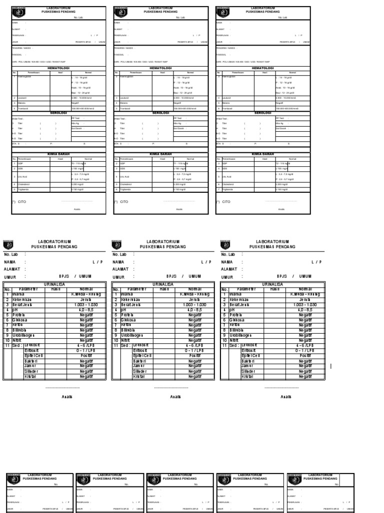 8.1.2.1 Lembar Hasil Pemeriksaan Lab | PDF | Cholesterol | Medical ...