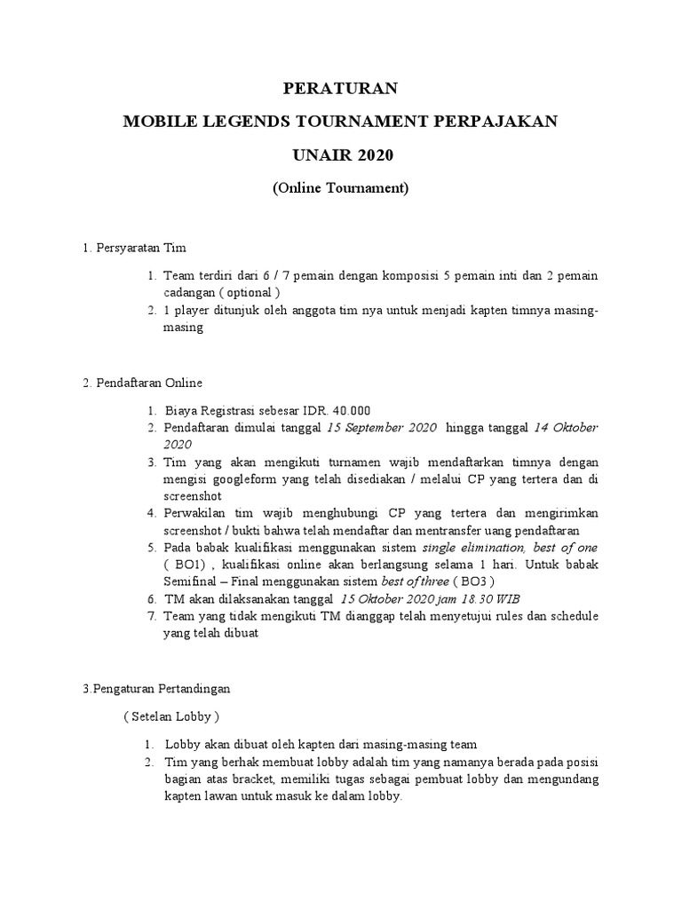 Peraturan Mobile Legends | PDF