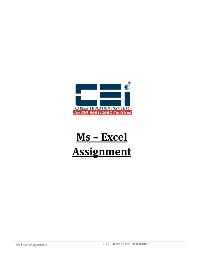 Ms Excel Assignment Pdf Microsoft Excel Chart