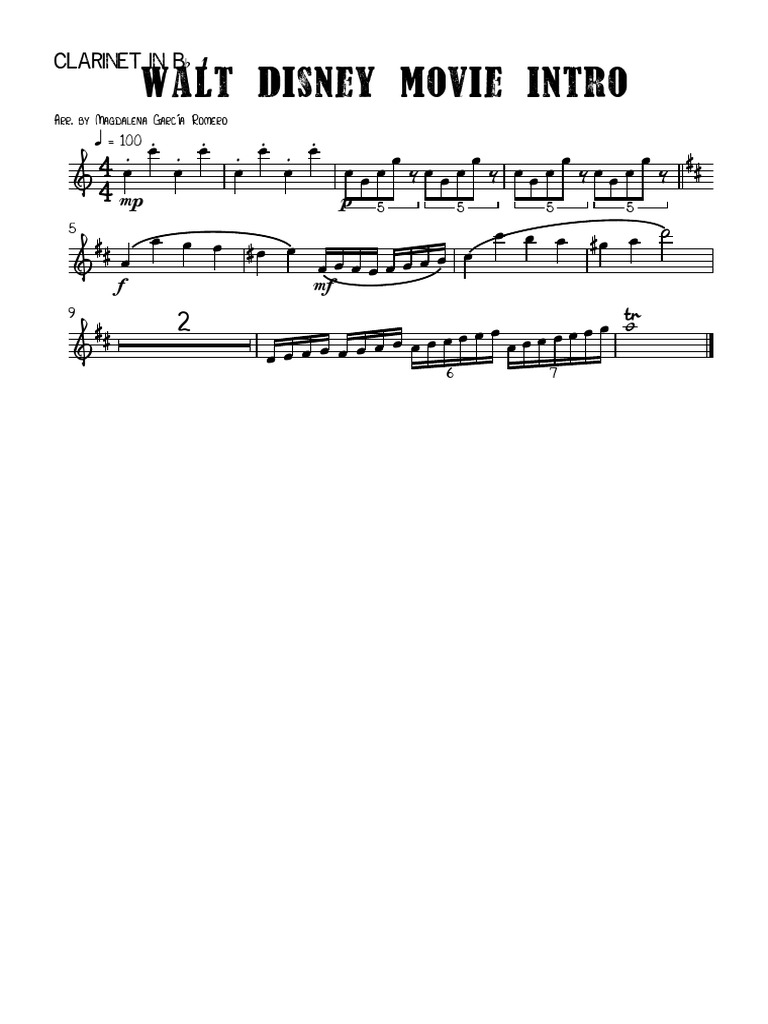 Disney Clarinet Sheet Music