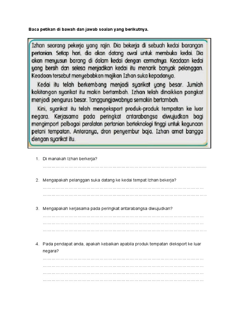 Baca Petikan Di Bawah Dan Jawab Soalan Yang Berikutnya | PDF