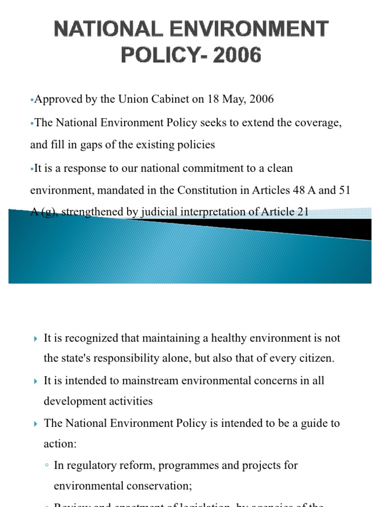 National Environment Policy | PDF | Environmental Protection | Pollution