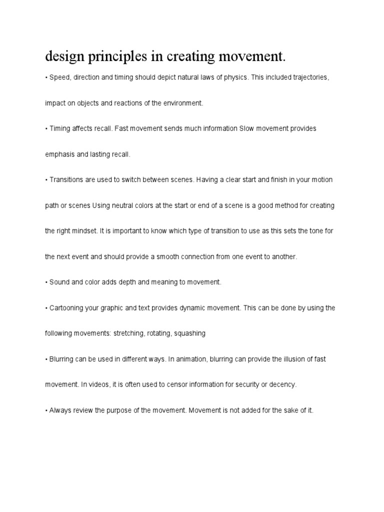 Design Principles in Creating Movement | PDF