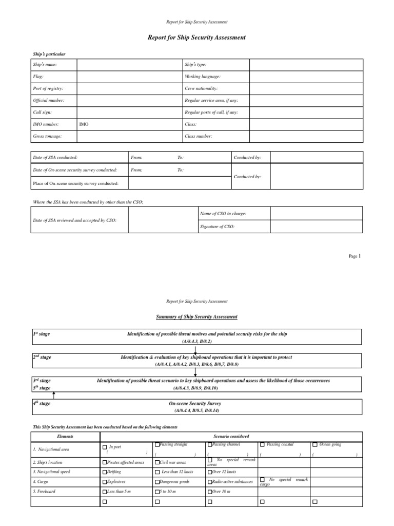 Ship Security Assessment Report | PDF | Ships | Dangerous Goods