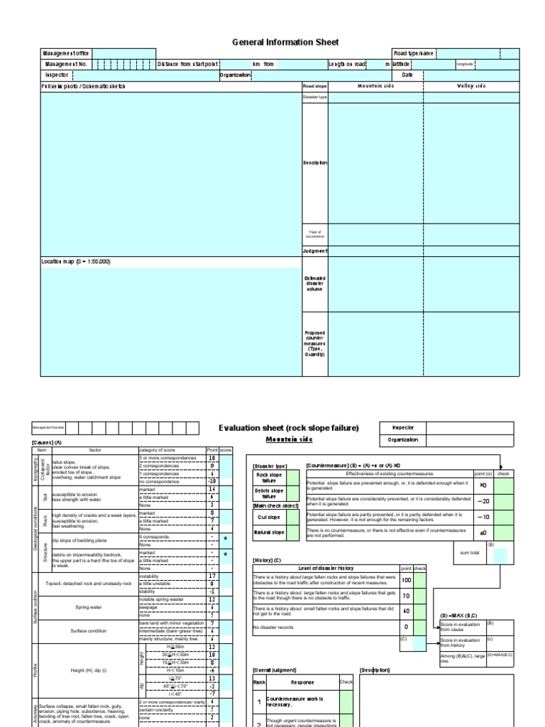 Inspection Sheet - RS | PDF | Landslide | Erosion
