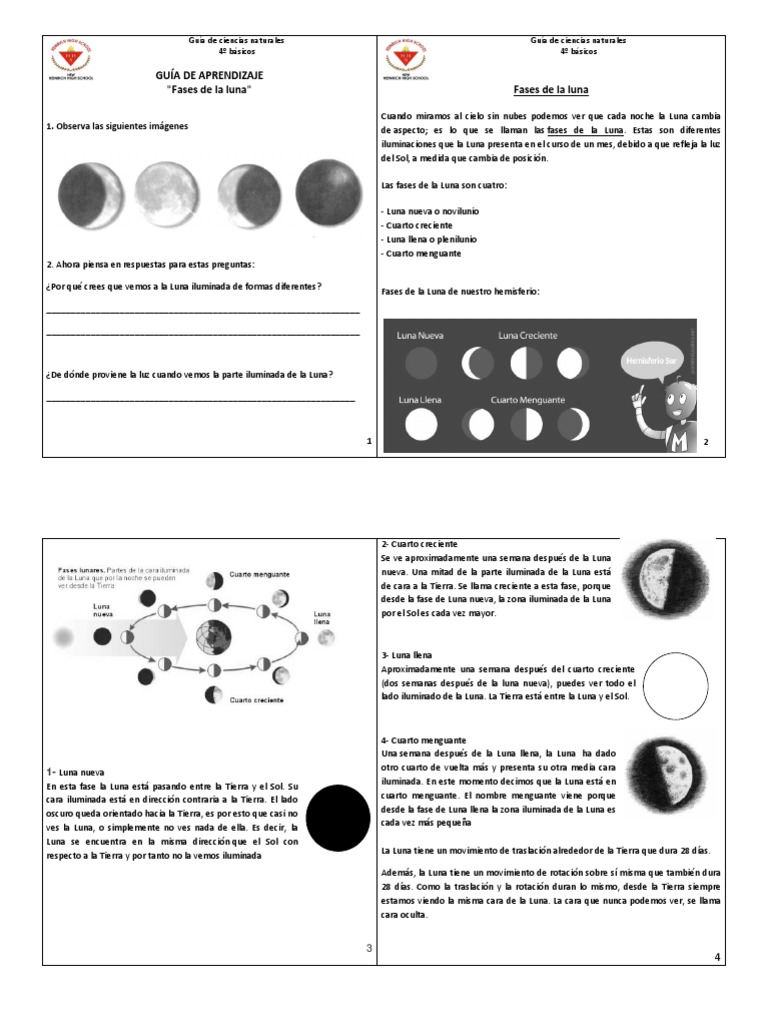 CIENCIAS - 4bo - Guia de Aprendizaje Fases de La Luna | PDF | Eclipse ...