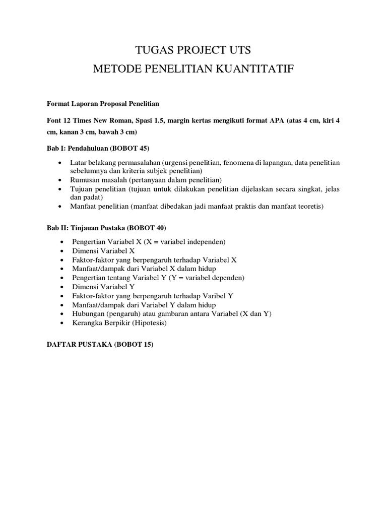 PROJECT UTS Metode Penelitian Kuantitatif | PDF