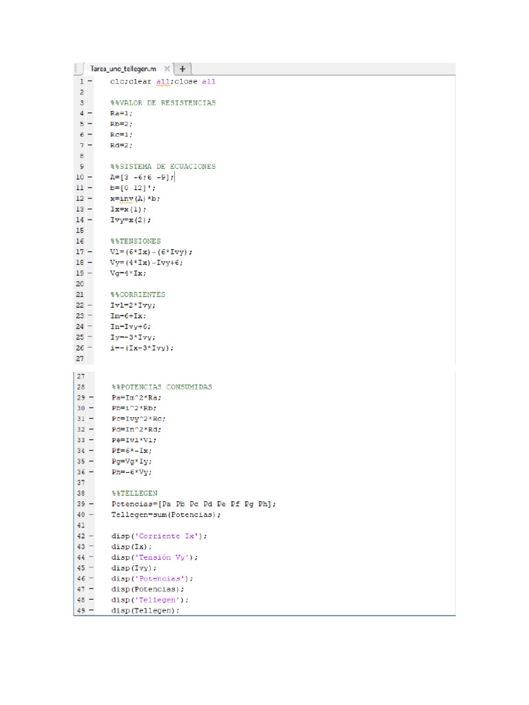 Código Matlab-TAREA1 | PDF | Métodos y materiales de enseñanza