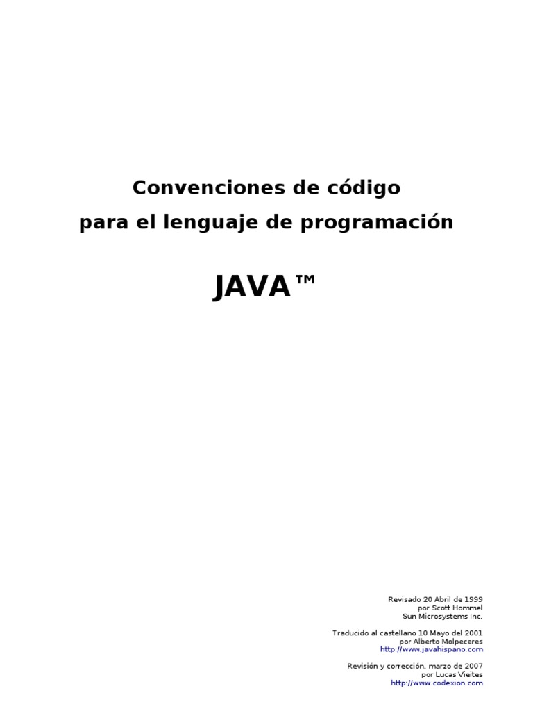 Convenciones Codigo Java | PDF Convenciones Codigo Java | PDF
