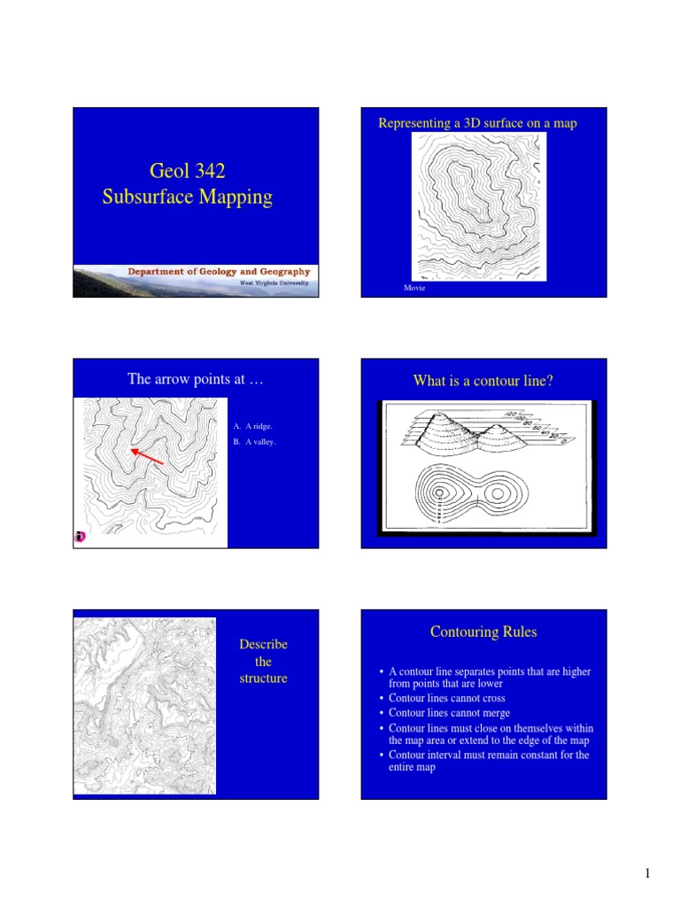 Geol 342 Subsurface Mapping: The Arrow Points at | PDF | Contour Line ...