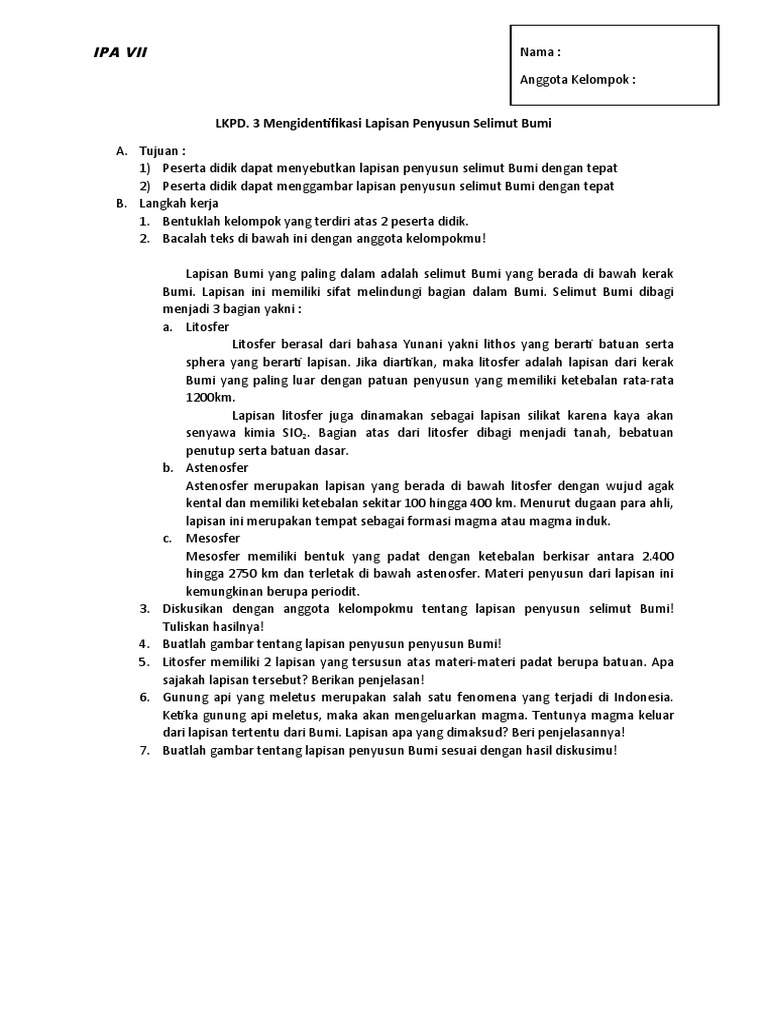 LKPD 3 Kelas 7 Ipa | PDF | Sains & Matematika