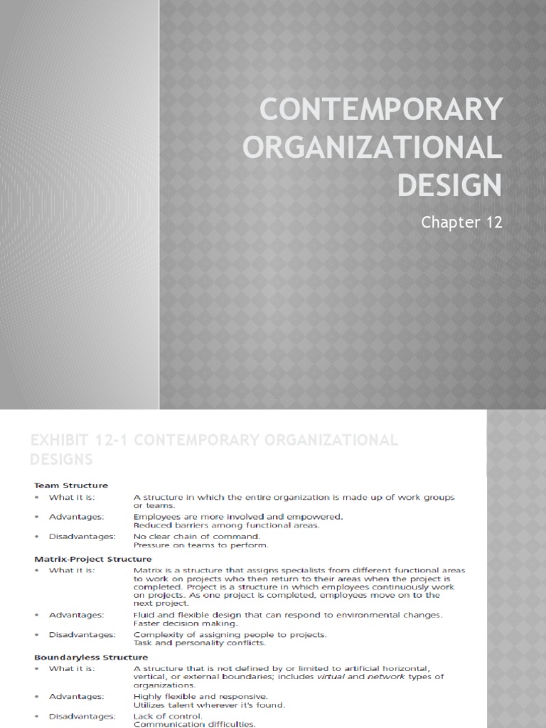 Chapter 12 - Contemporary Organizational Design | Download Free PDF ... Chapter 12 - Contemporary Organizational Design | Download Free PDF ...