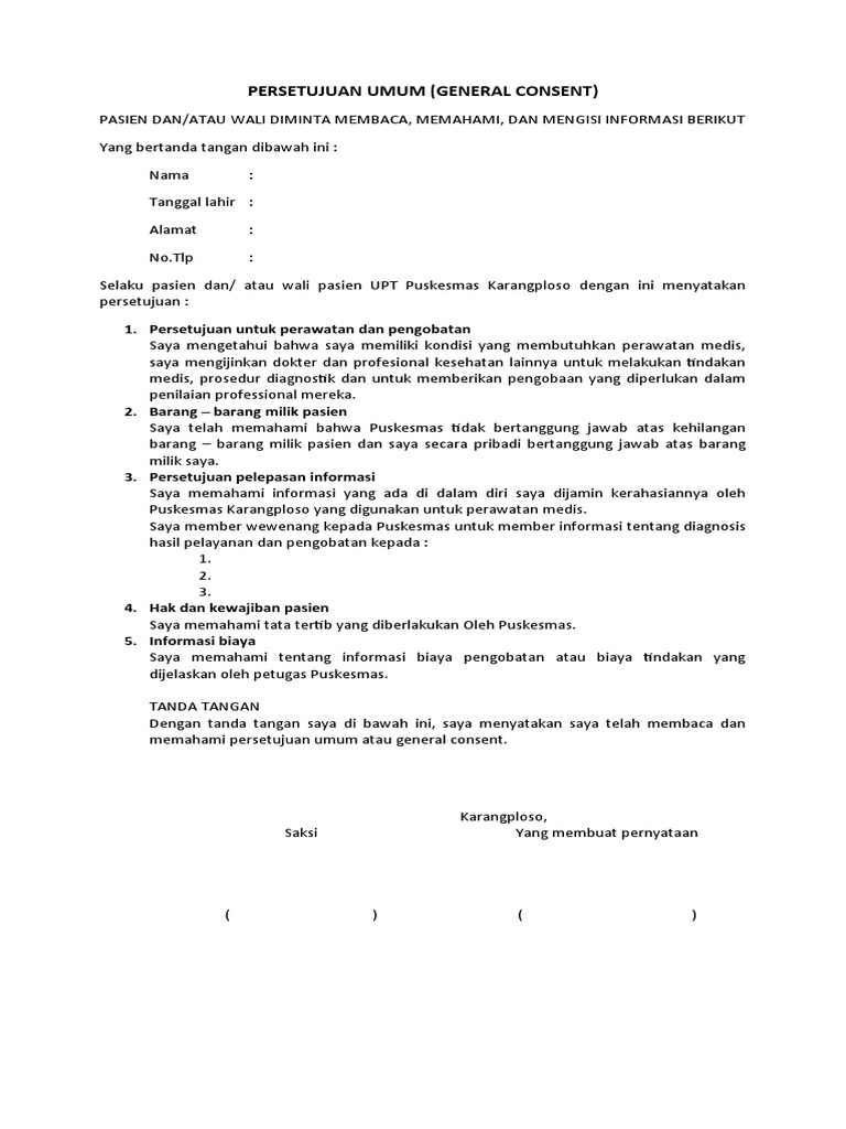 PERSETUJUAN UMUM (General Consent) | PDF