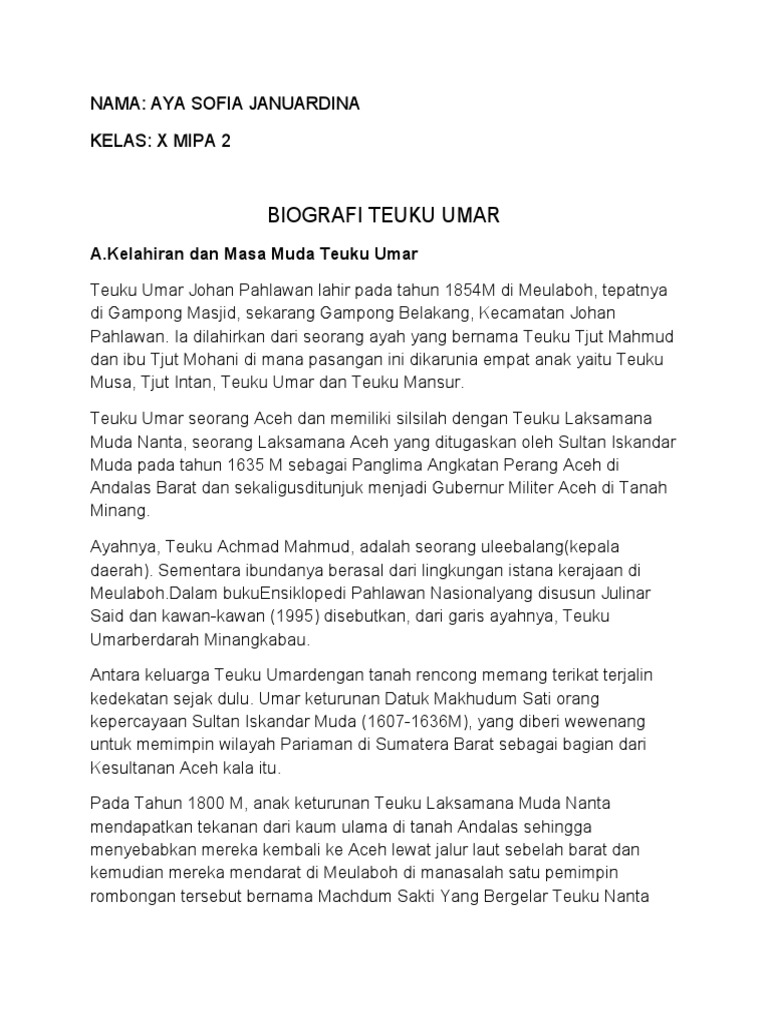Biografi Teuku Umar | PDF