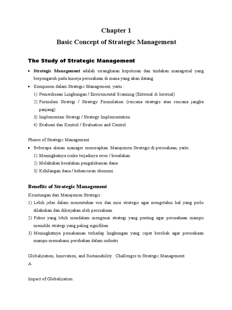 Chapter 1 - Basic Concept of Strategic Management | PDF