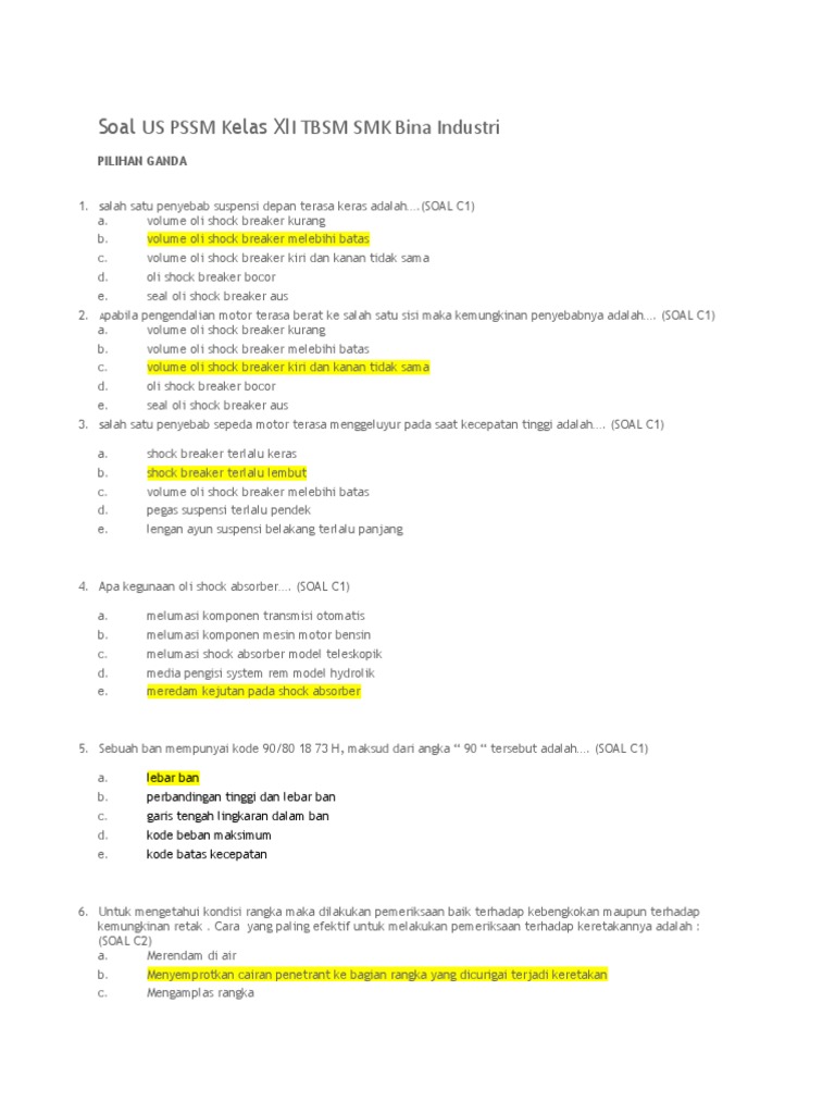 Isian Rekomendasi Soal US PSSM by Eka Putra B | PDF