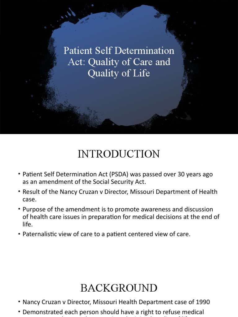 Patient Self Determination Act | PDF | Palliative Care | End Of Life Care
