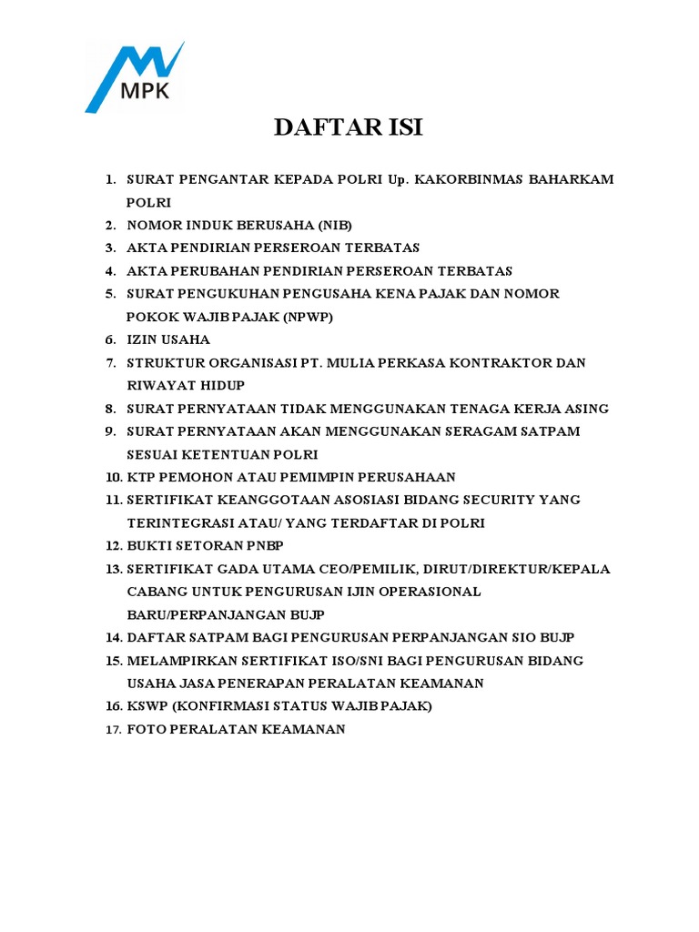 Daftar Isiii Bujp | PDF