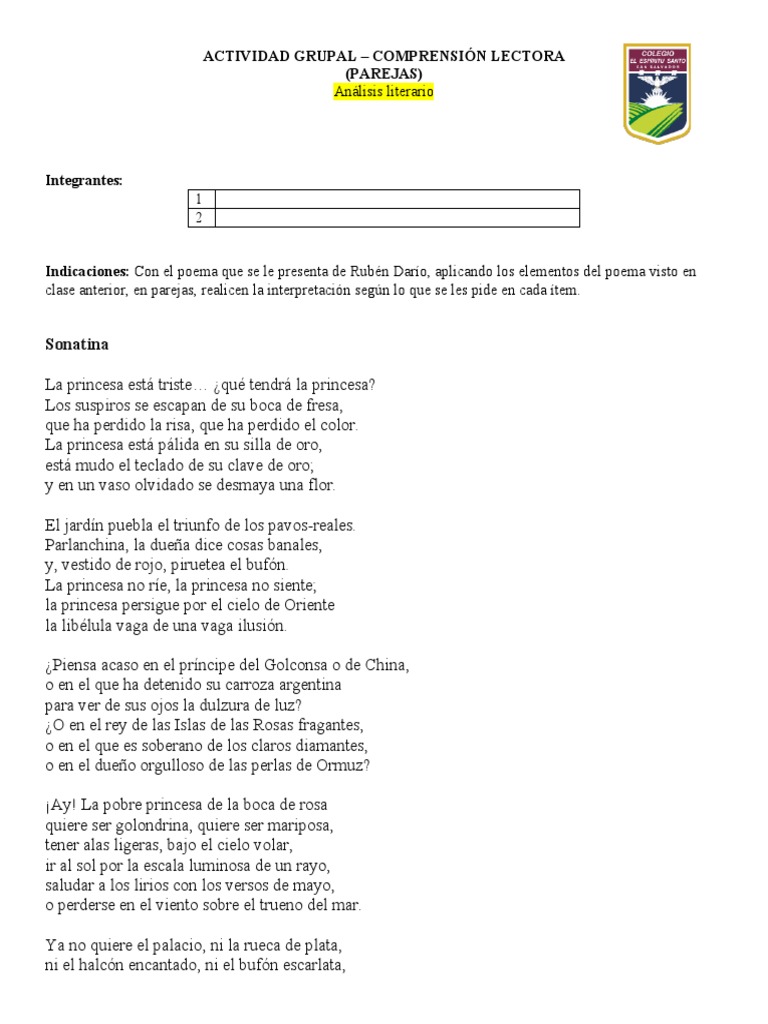 Análisis Poema Comprensión Lectora 2bto | PDF