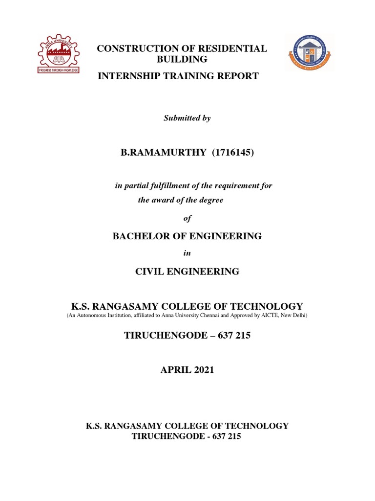 Construction of Residential Building Internship Training Report | PDF ...