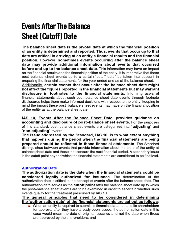 Events After The Balance Sheet | PDF | Balance Sheet | Equity (Finance)