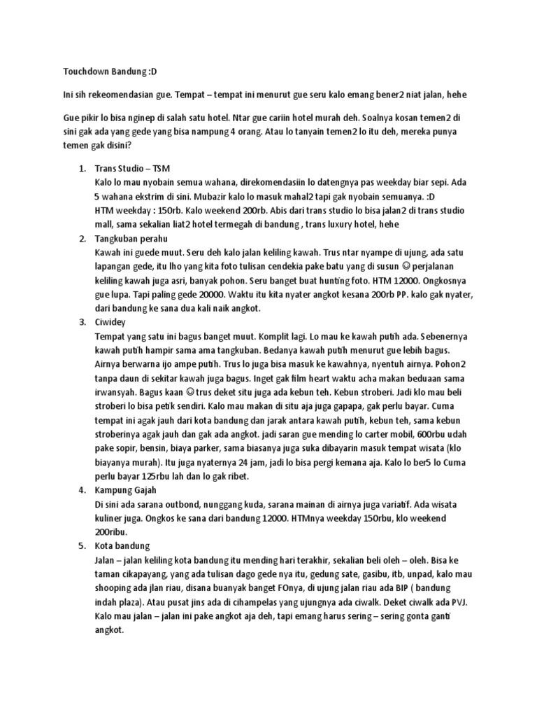 Touchdown Bandung | PDF