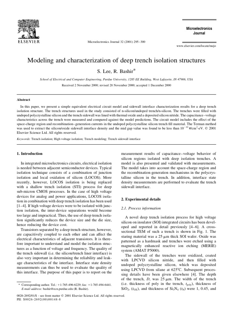 Modeling and Characterization of Deep Trench Isolation Structures | PDF ...