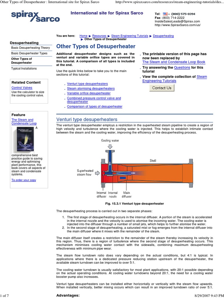 Types and Functions of Desuperheaters | PDF | Steam | Valve