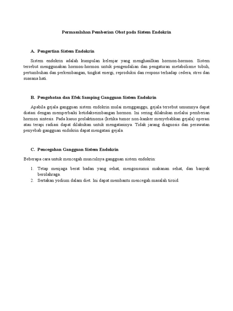 Masalah Pemberian Obat Sistem Endokrin | PDF | Pengembangan Diri ...
