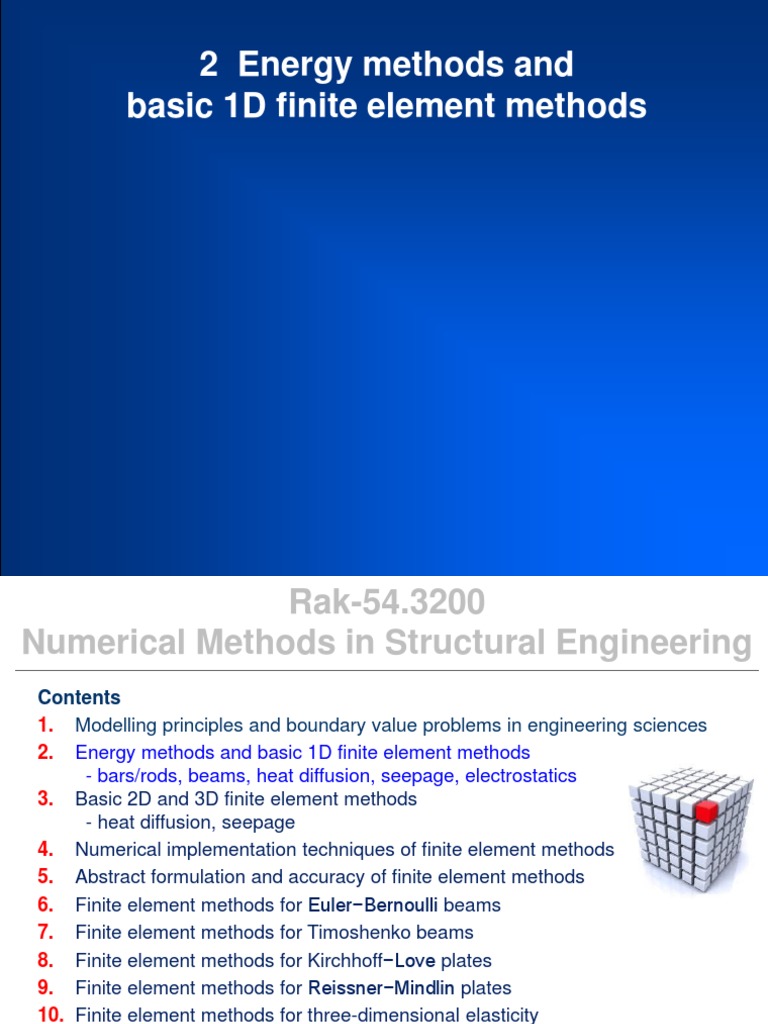 2 Energy Methods and Basic 1D Finite Element Methods | PDF | Finite ...